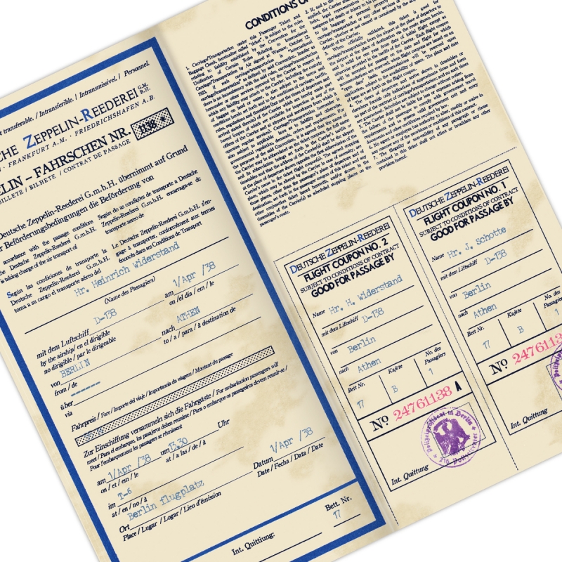 Indiana Jones - Zeppelin-Ticket der Deutschen Zeppelin-Reederei